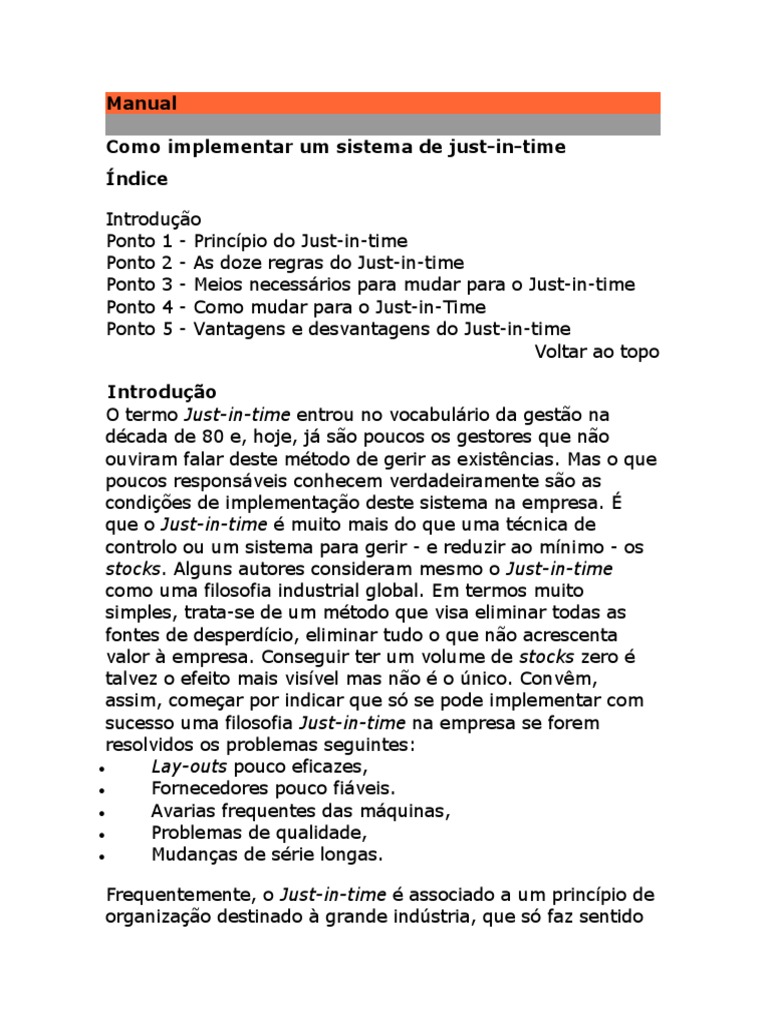 Guia Just-in-Time para PMEs Industriais | PDF | Qualidade (negócios ...