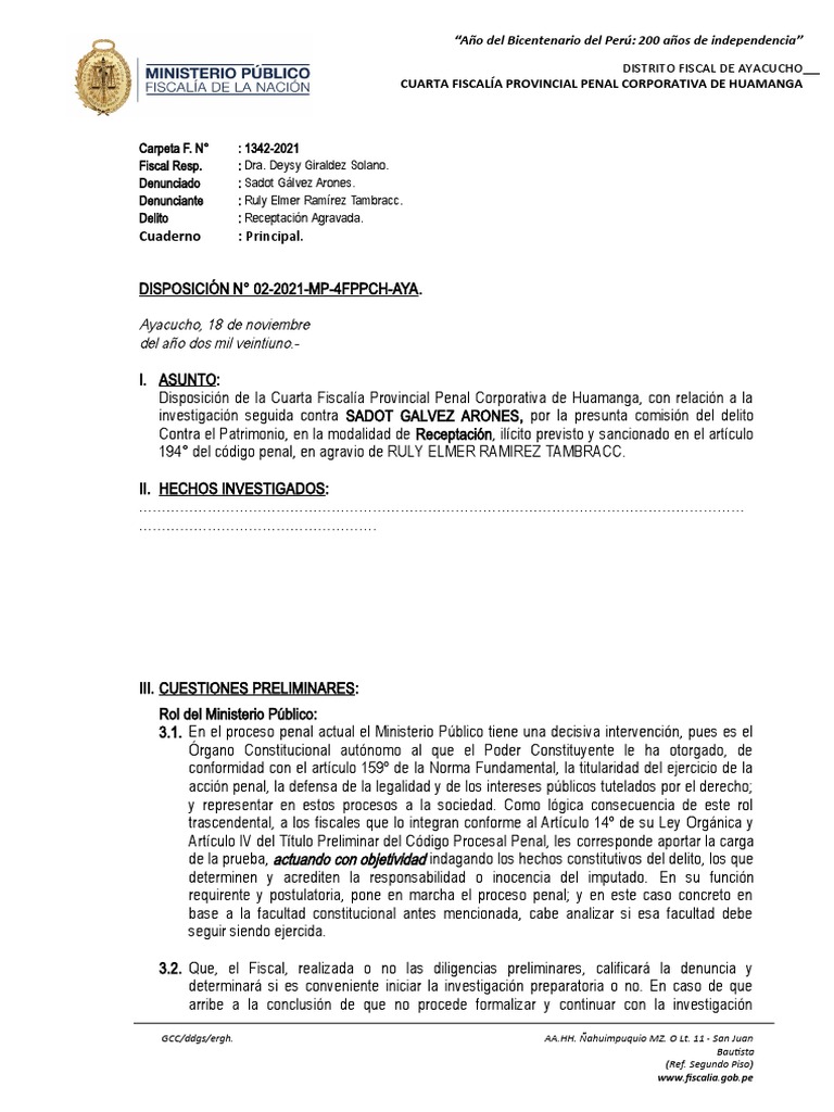 Archivo Receptacion 1342-2021 | PDF | Derecho penal | Fiscal