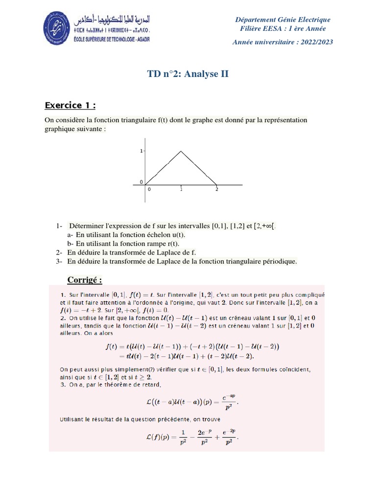 TD 2 - Analyse II - Correction | PDF