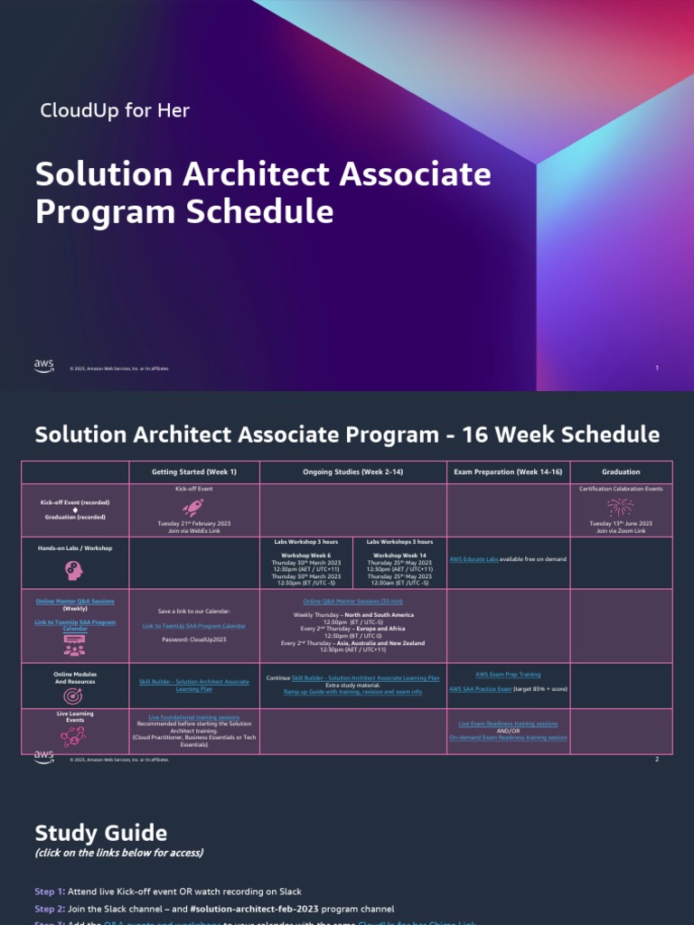 CloudUp+for+her+-+SAA+Program+Schedule+-+February+2023 | PDF | Amazon Web Services | Information ...
