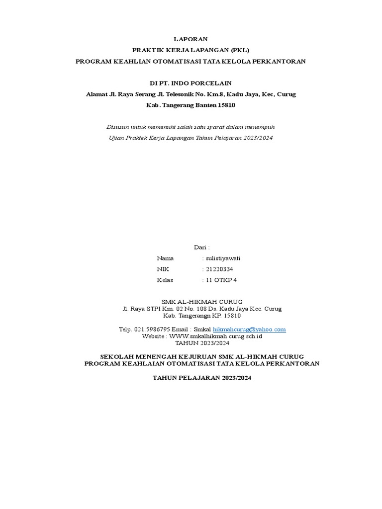 Laporan PKL | PDF