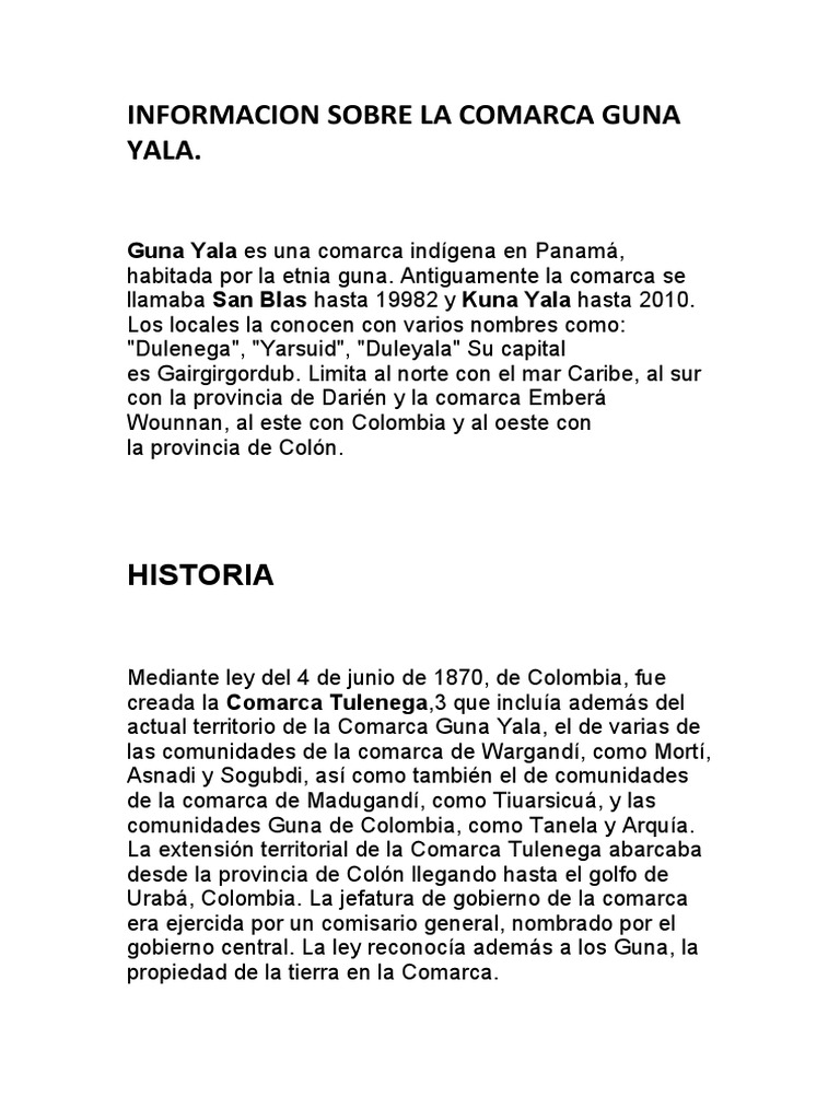 Historia y cultura de Guna Yala | PDF