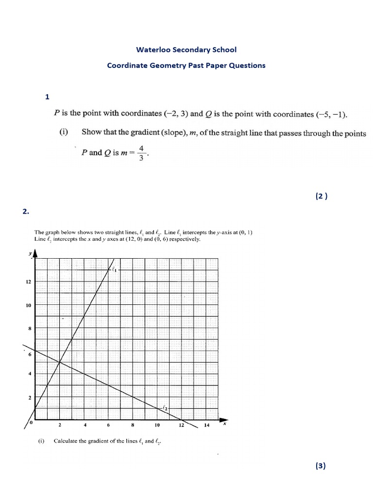 Coordinate geometry past papers | PDF