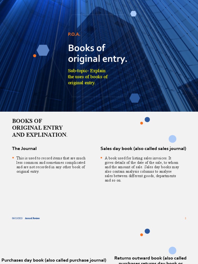 P.o.a-Books of Original Entry | PDF | Receipt | Cash