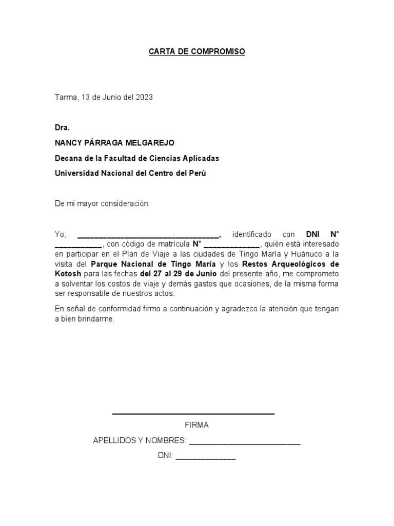 Carta de Compromiso-1 | PDF