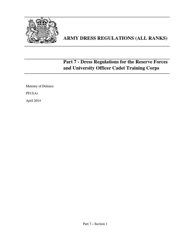 Army Dress Regulations Part 7 | PDF | Uniforms | Fashion