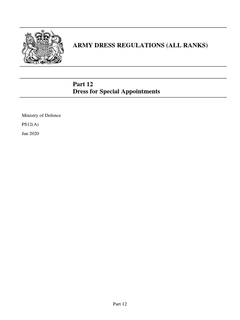 Army Dress Regulations Part 12 | PDF | Clothing | Fashion