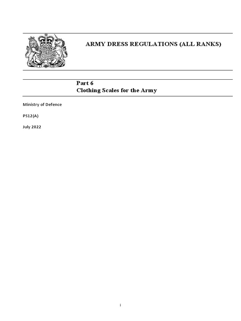 Army Dress Regulations Part 6 | PDF
