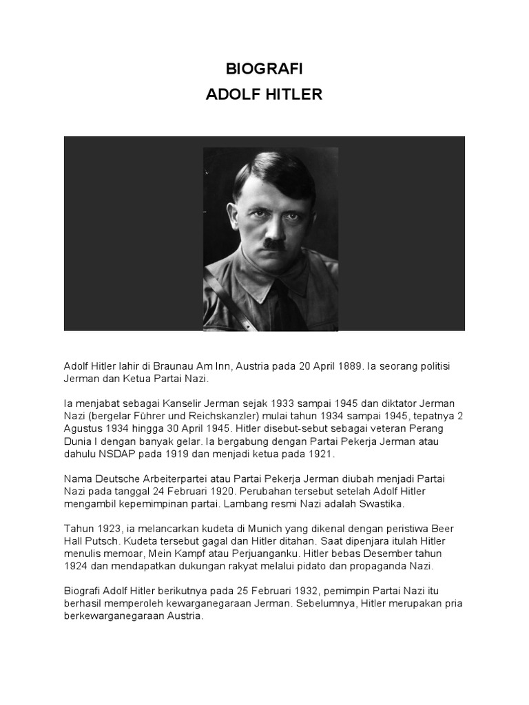 Biografi Singkat Adolf Hitler | PDF
