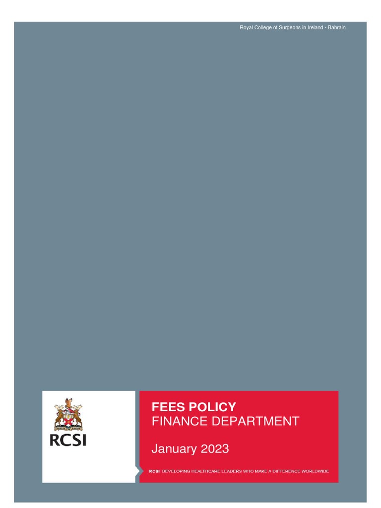 RCSI Bahrain Student Fees Policy | Download Free PDF | Payments | Cheque