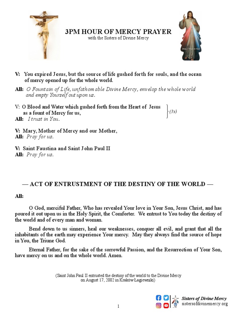 3pm Hour of Mercy Prayer | PDF | Mercy | God The Father