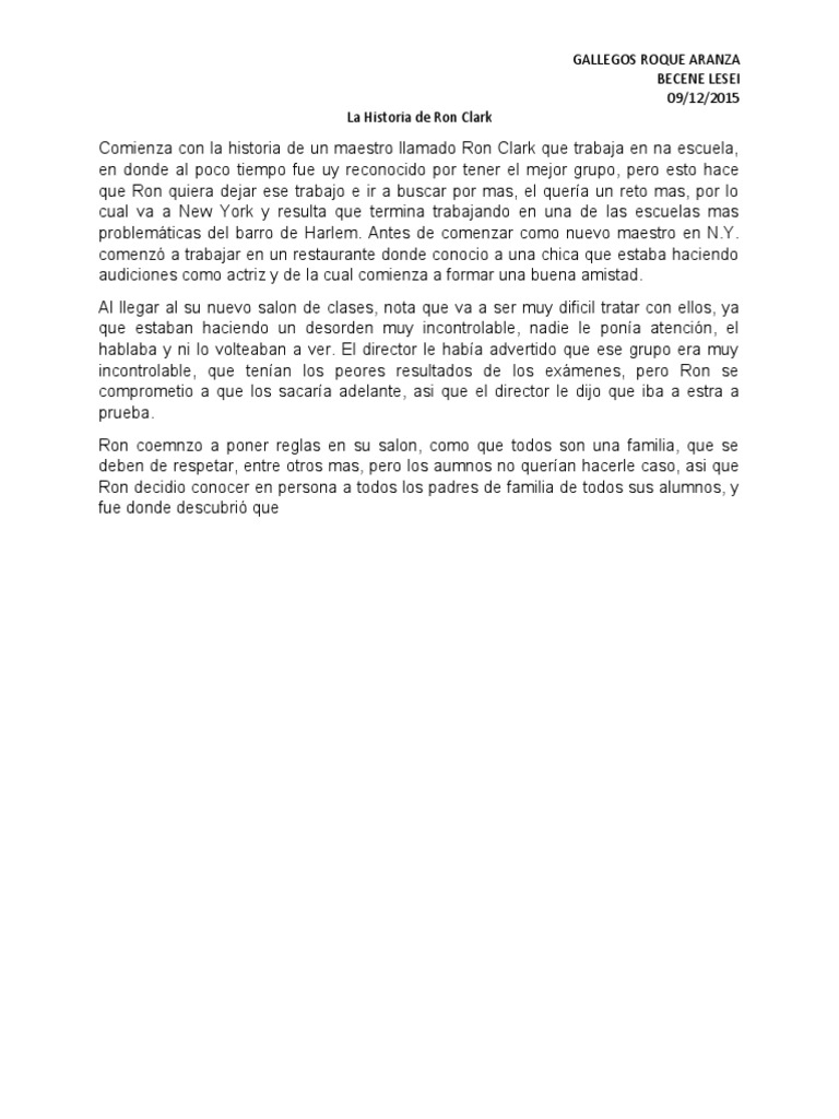 La Historia de Ron Clark | PDF