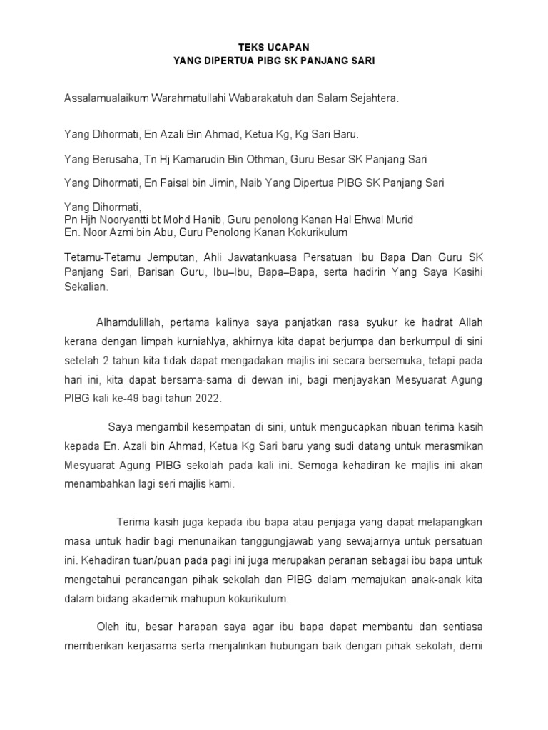 Teks Ucapan Ydp Pibg | PDF | Kesehatan Holistik