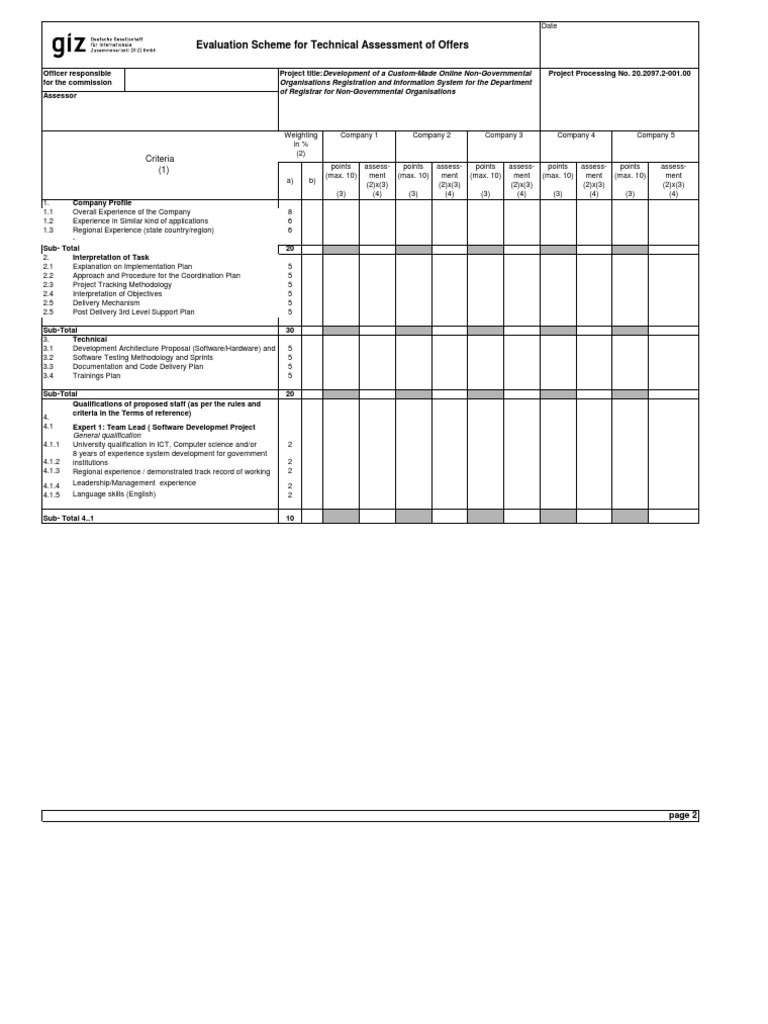 Annex 3 - Technical Assessment Grid | PDF