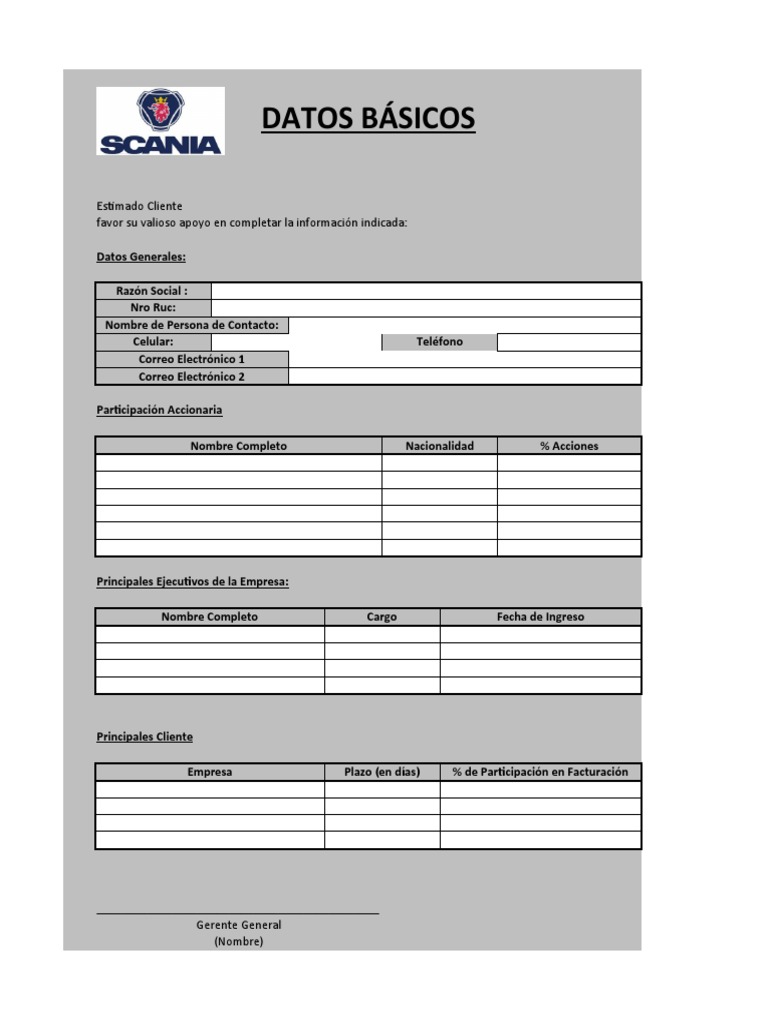 Datos Basicos - Scania Finance | PDF