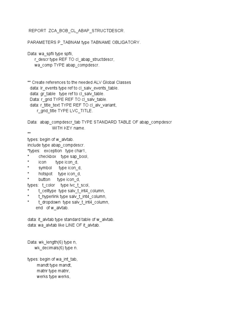 ABAP OO ALV Sample Program To Display Table Structure | PDF | Teaching Methods & Materials ...