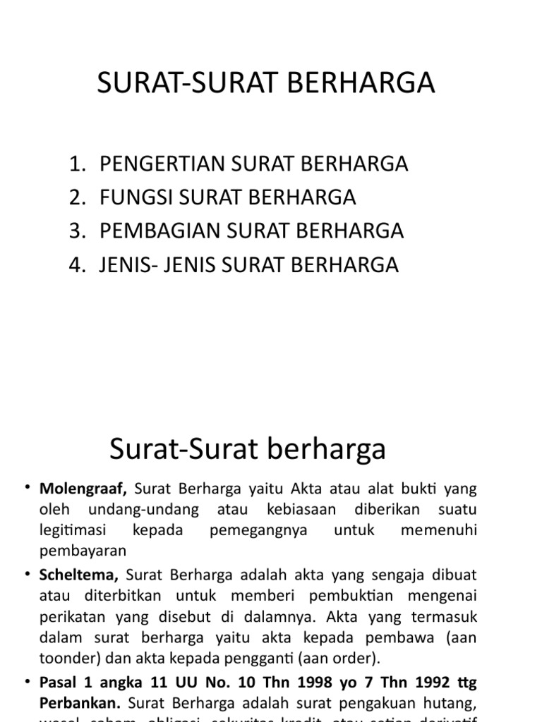 Materi Iii (Surat-Surat Berharga) | PDF