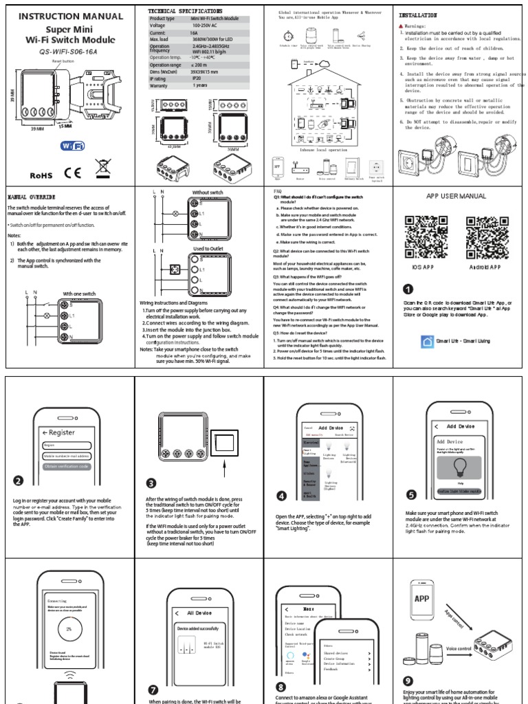 Manual of Wifi Mini Switch Module Qs Wifi s06 A5 en Updated | PDF