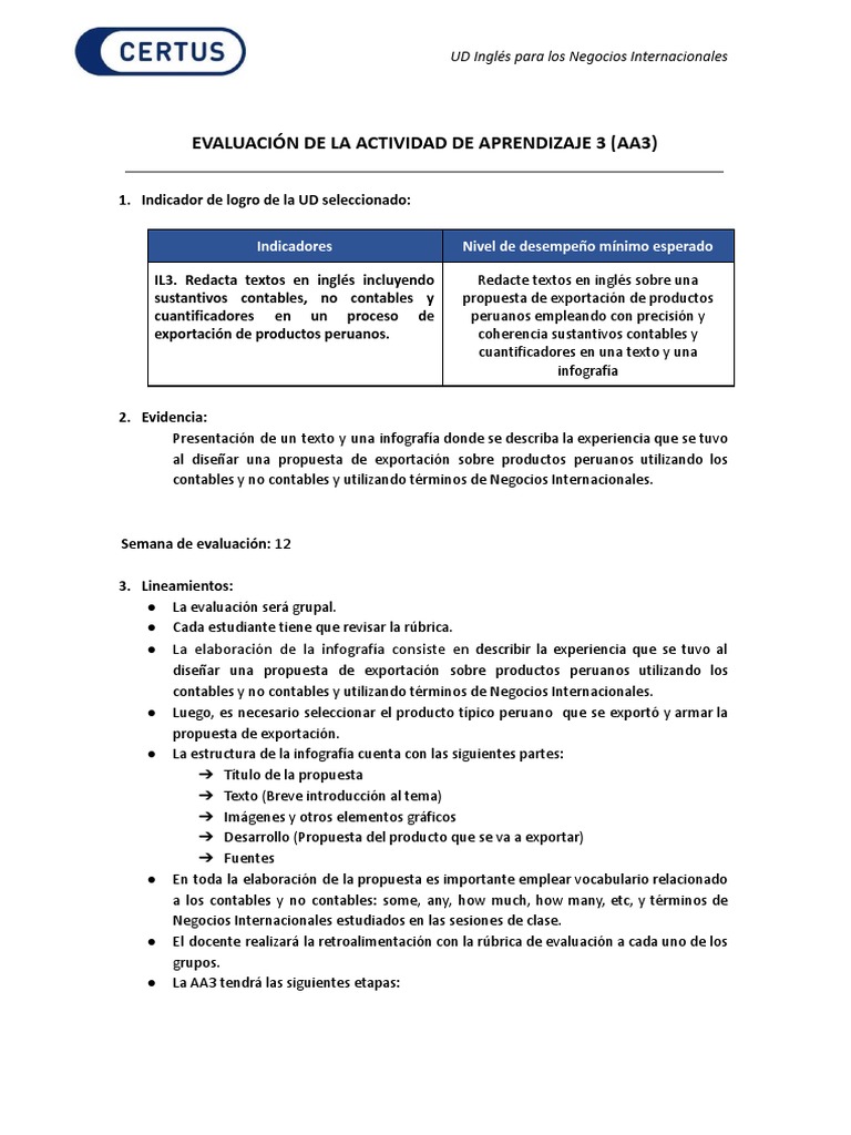 Lineamientos evaluación AA3 (1) | PDF | Rúbrica (Académica) | Evaluación