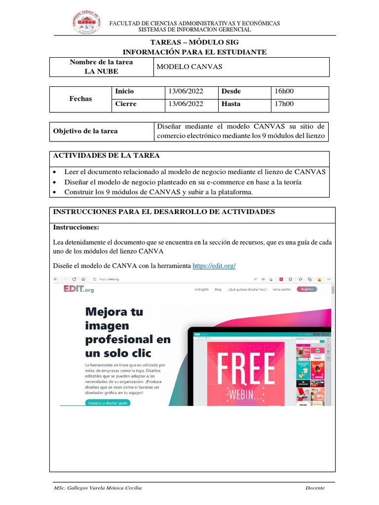 Actividad - Modelo Canvas | PDF | Informática | Tecnologías de la información