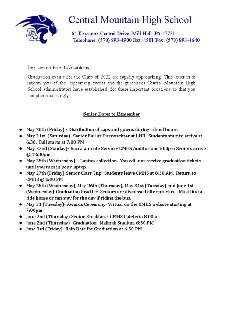 Graduation Letter for Parents and Guardians 2022 | PDF | Graduation ...