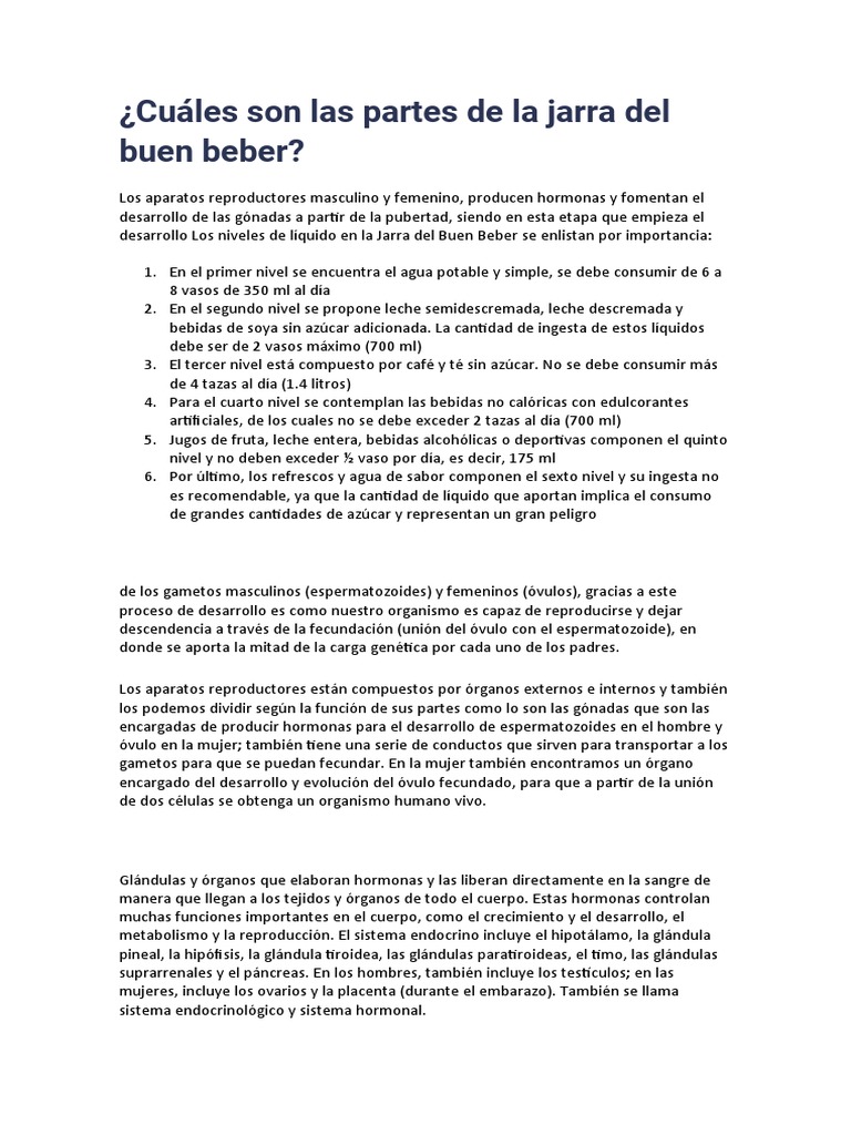 Cuáles son las partes de la jarra del buen beber | PDF