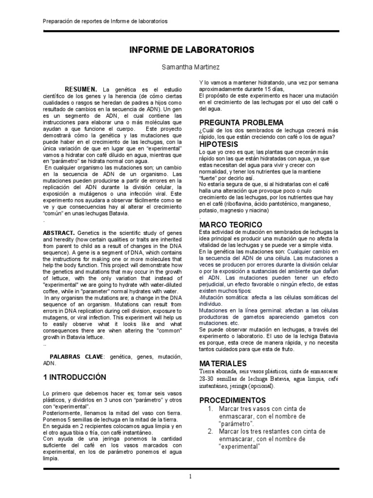 Cómo Se Hace Un Informe de Laboratorio ? | PDF