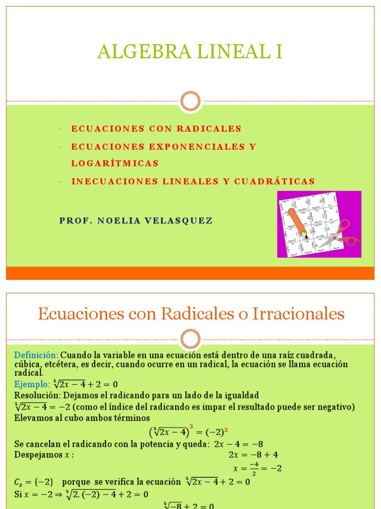 Clase 4-Ecuaciones Exponenciales y Logaritmicas. Inecuaciones Lineales y Cuadráticas | PDF