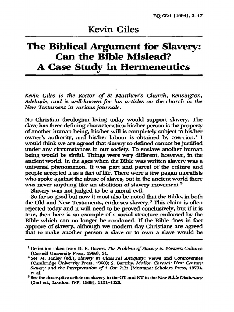 Biblical Argument For Slavery | PDF | Bible | Ten Commandments