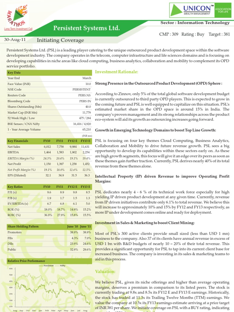 Persistent Systems LTD - Initiating Coverage | PDF | Outsourcing ...