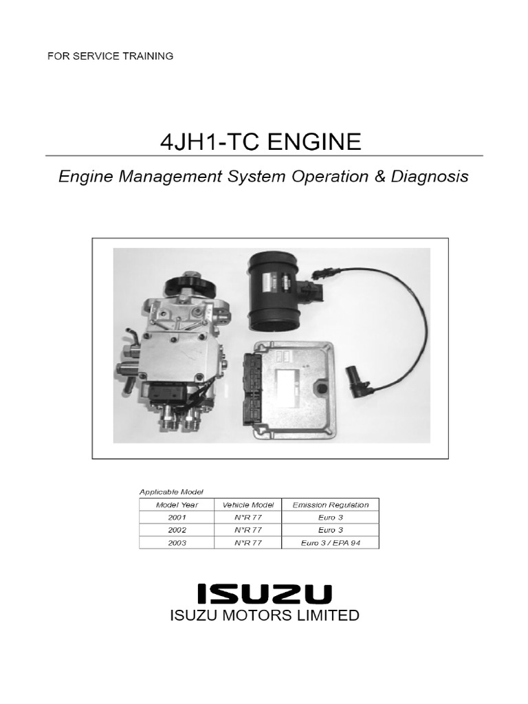 4JH1-TC ENGINE - Manualzz Dmax | PDF
