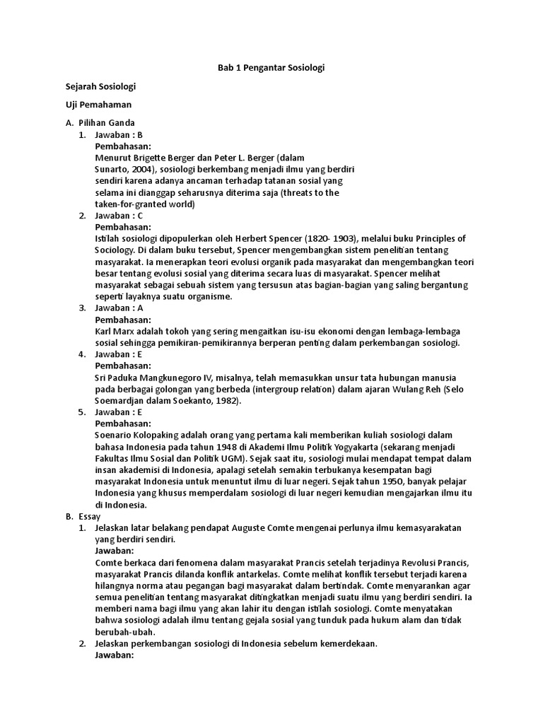 KJ+Pembahasan Sosiologi X Bab 1 | PDF