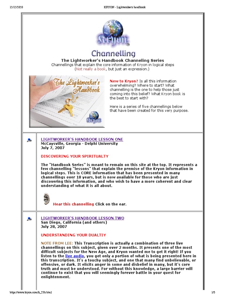 KRYON - Lightworker's Handbook | PDF | Metaphysics