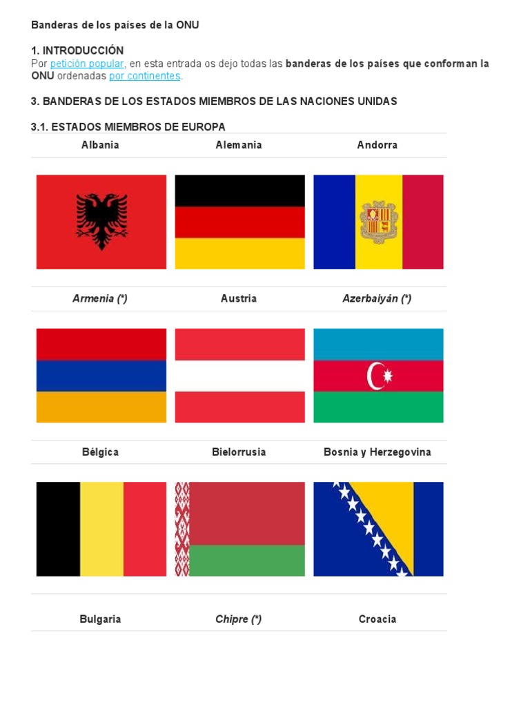 Banderas de los países de la ONU | PDF | África | Naciones Unidas