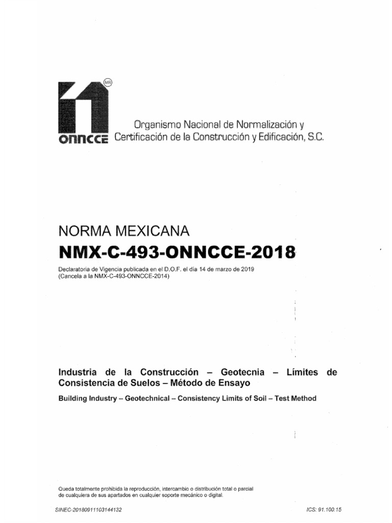 NMX C 493 Onncce 2018 | PDF