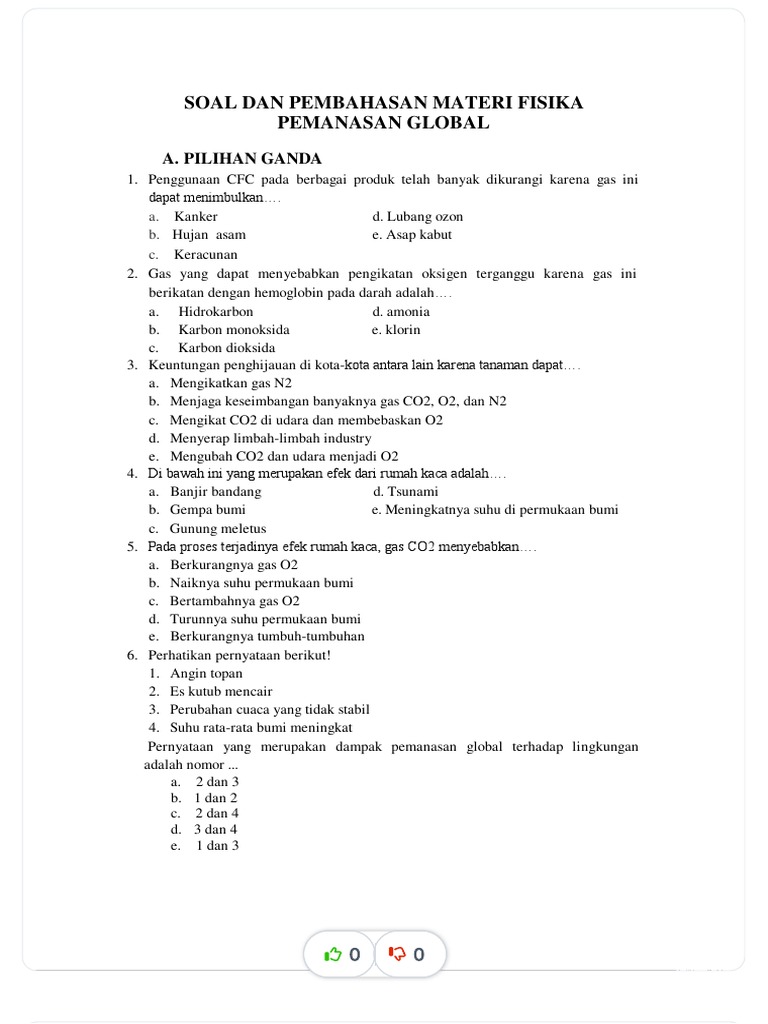Contoh Soal Dan Pembahasan Materi Fisika Pemanasan Global - Compress | PDF | Sains & Matematika