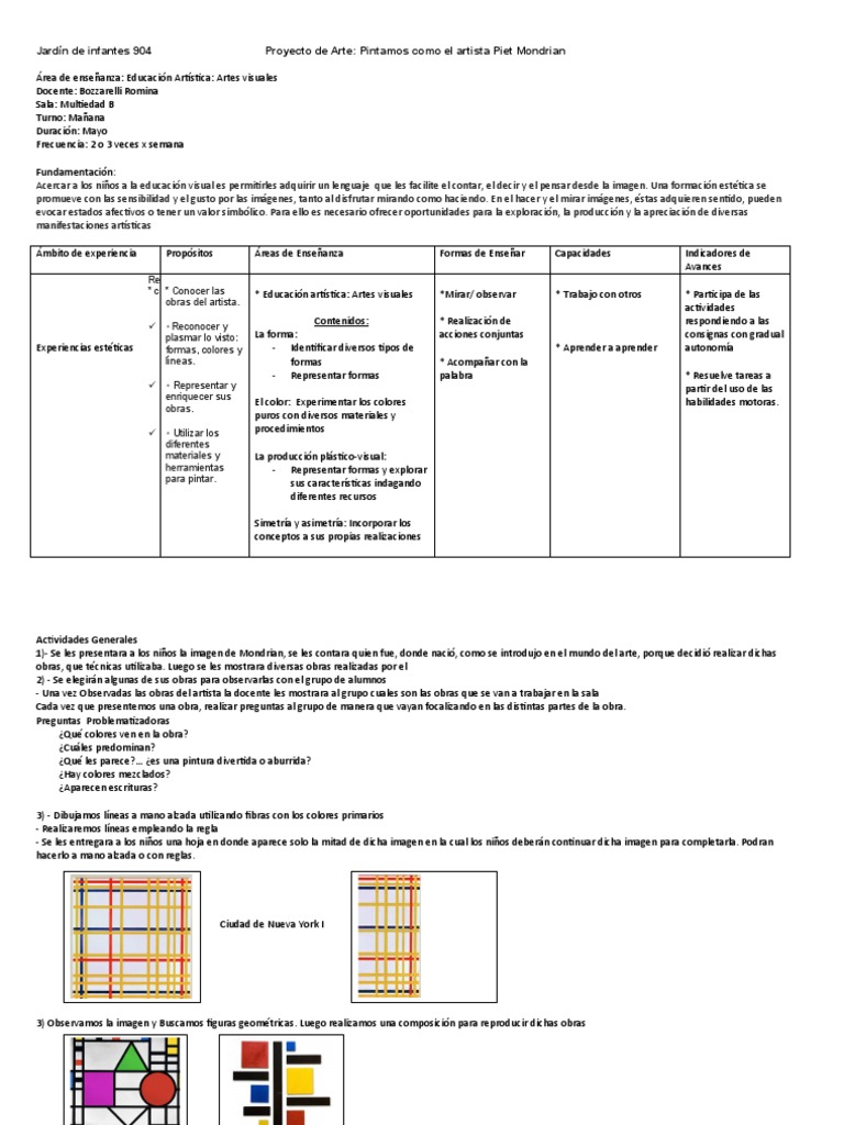 Actividades Artísticas con Mondrian para Niños | PDF | Pinturas ...
