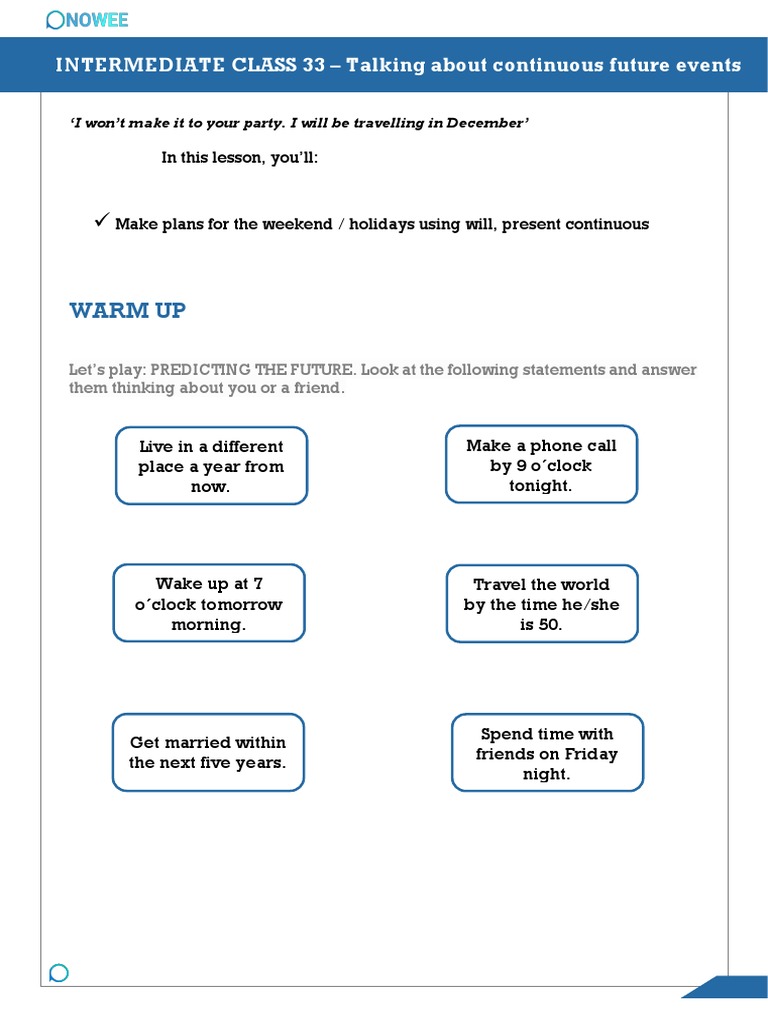 Future Continuous Tense Lesson | PDF | Wellness