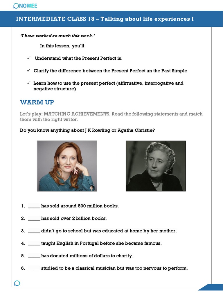 Present Perfect for Life Experiences | PDF | Perfect (Grammar ...