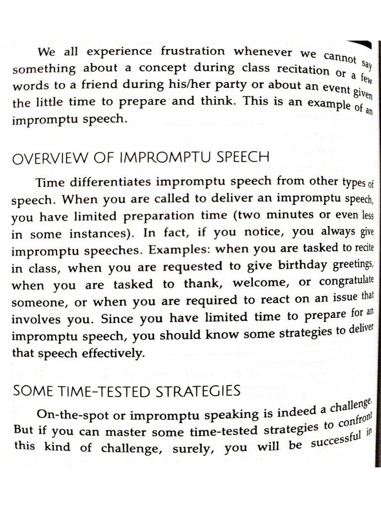 Impromptu, Informative, and Persuasive Speech | PDF