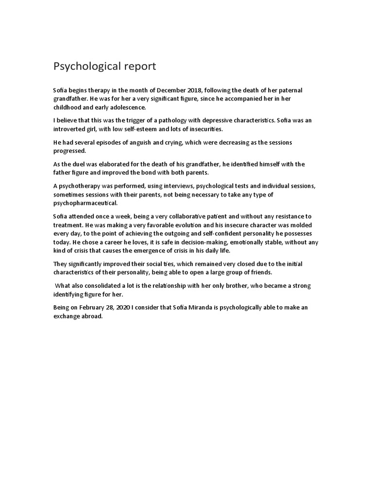 Psychological Report | PDF