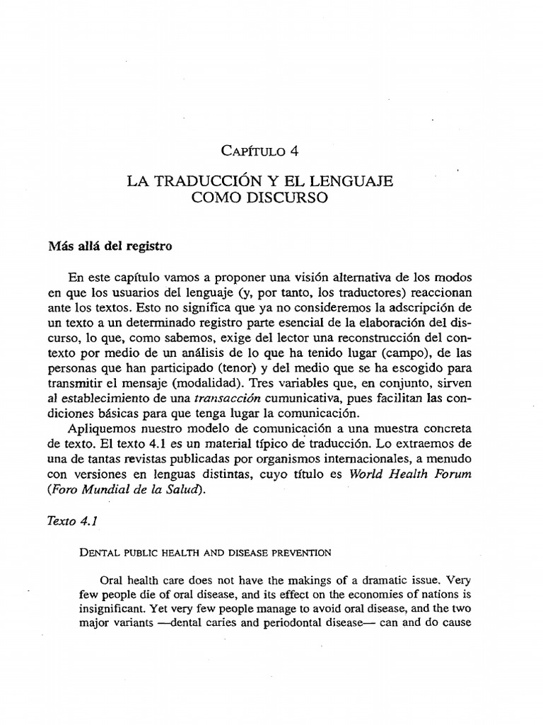 Hatim y Mason 1995 Capitulo 4 La Traduccion y El Lenguaje Como Discurso | PDF | Traducciones ...