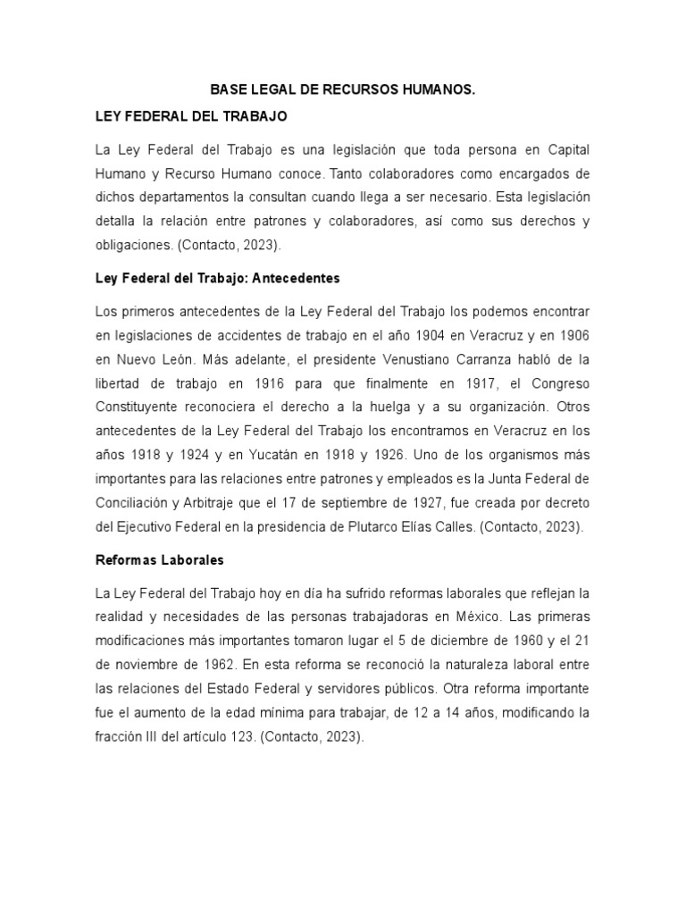 Base Legal de Recursos Humanos | PDF | Derecho laboral | Salario