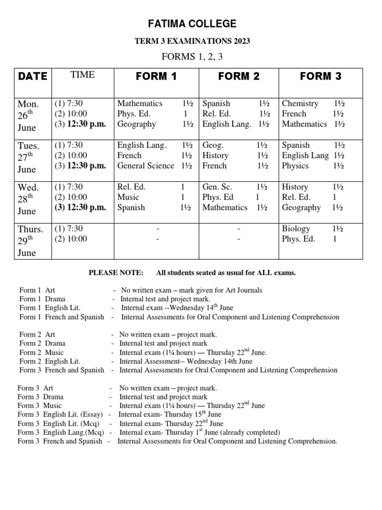 Timetable Term3 2023 1, 2, 3 FINAL | PDF