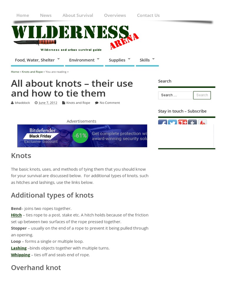 All About Knots - Their Use and How To Tie Them - Wilderness Arena ...