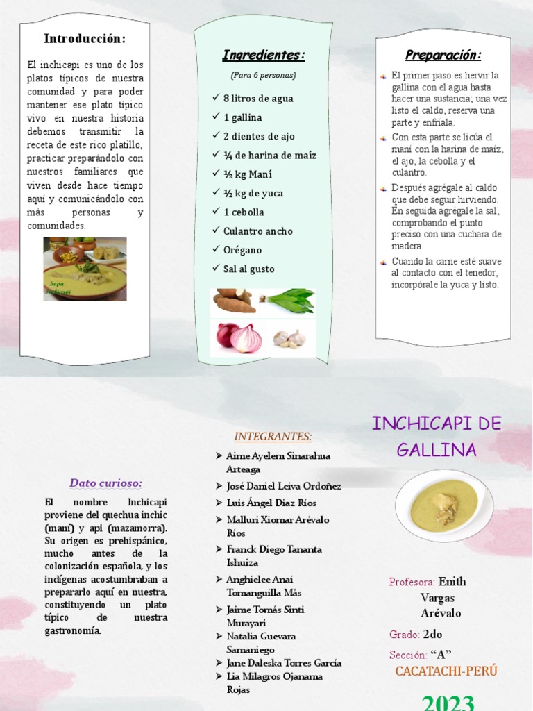 Tríptico de Receta de Inchicapi | PDF