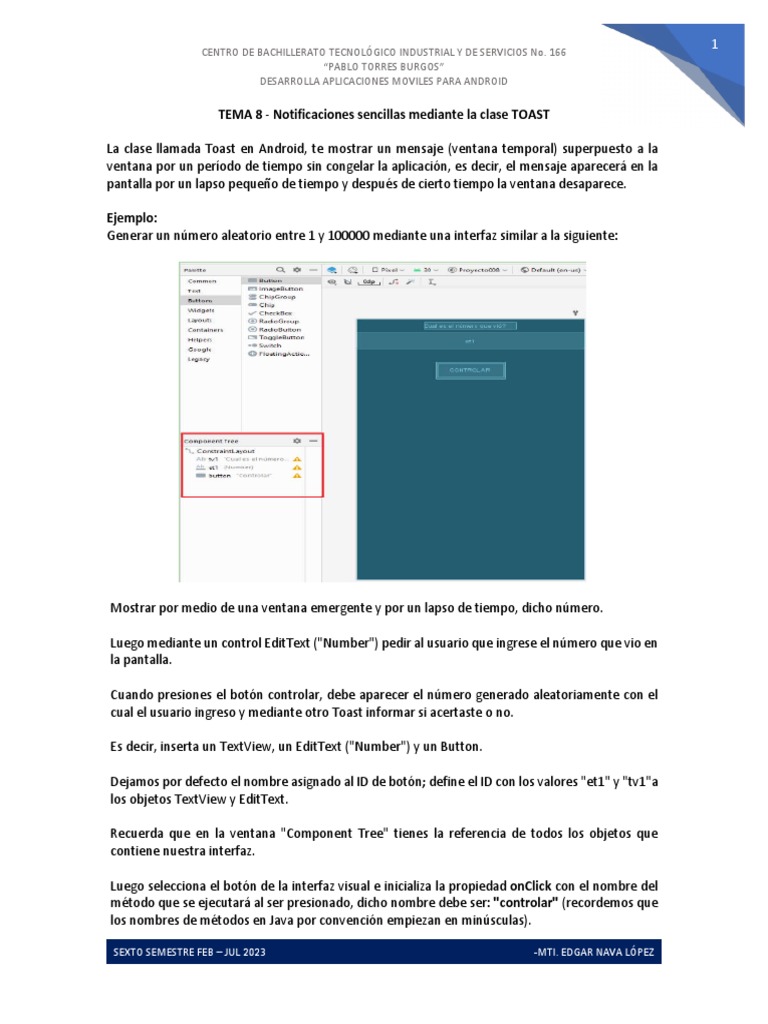 TEMA 8 - Notificaciones Sencillas Mediante La Clase Toast | PDF ...