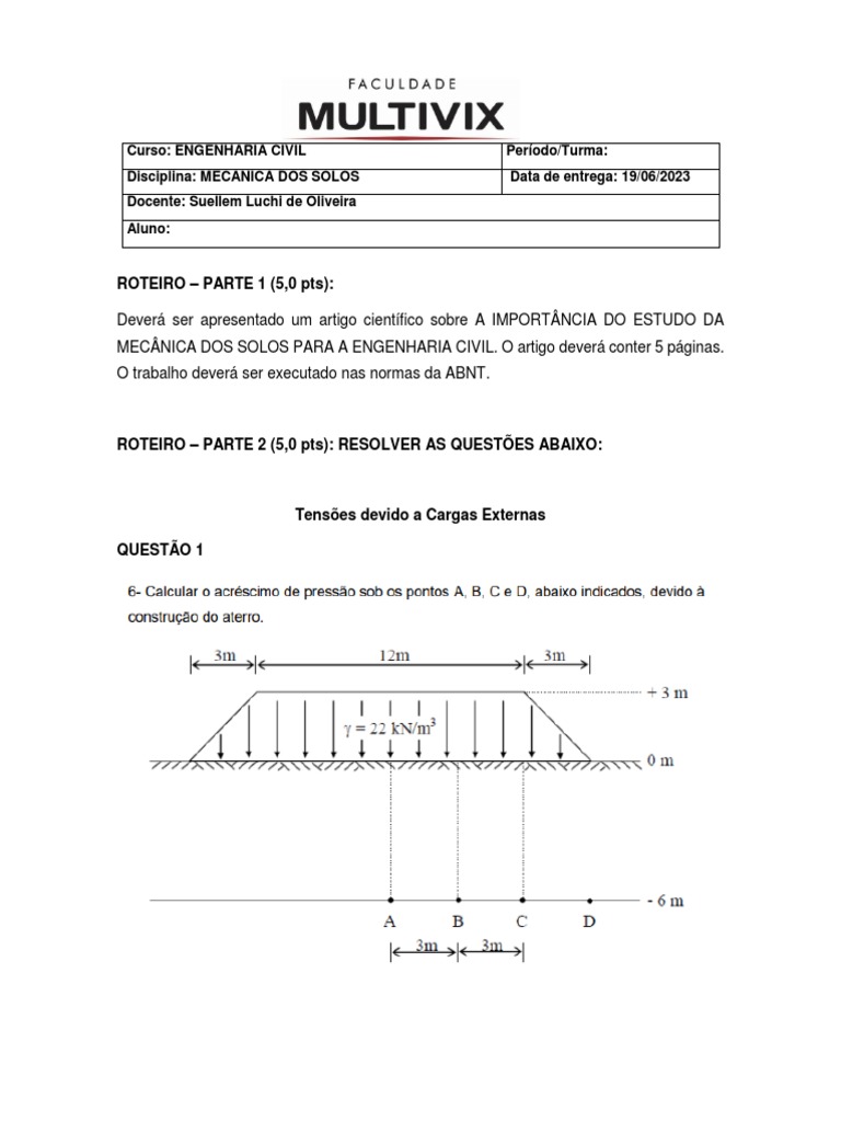 Atividade Avaliativa - Mec - Solos 2023-01 | PDF