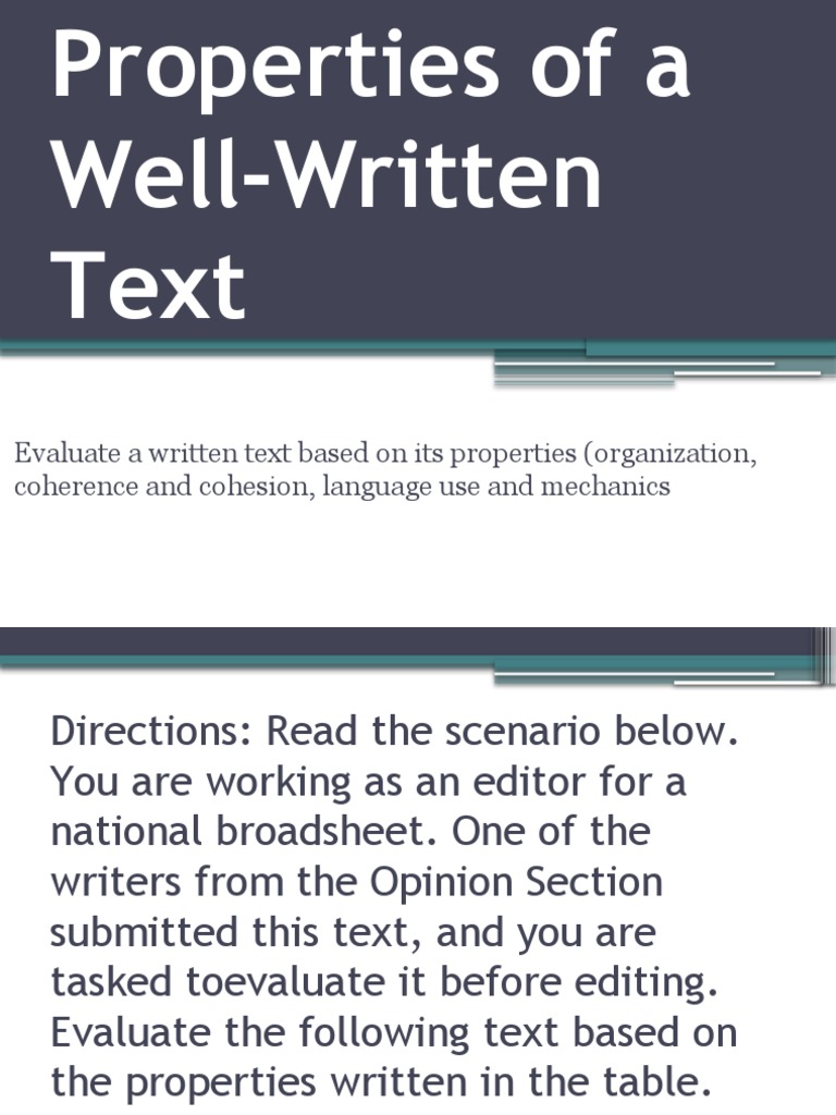 Writing Evaluation for Editors | PDF