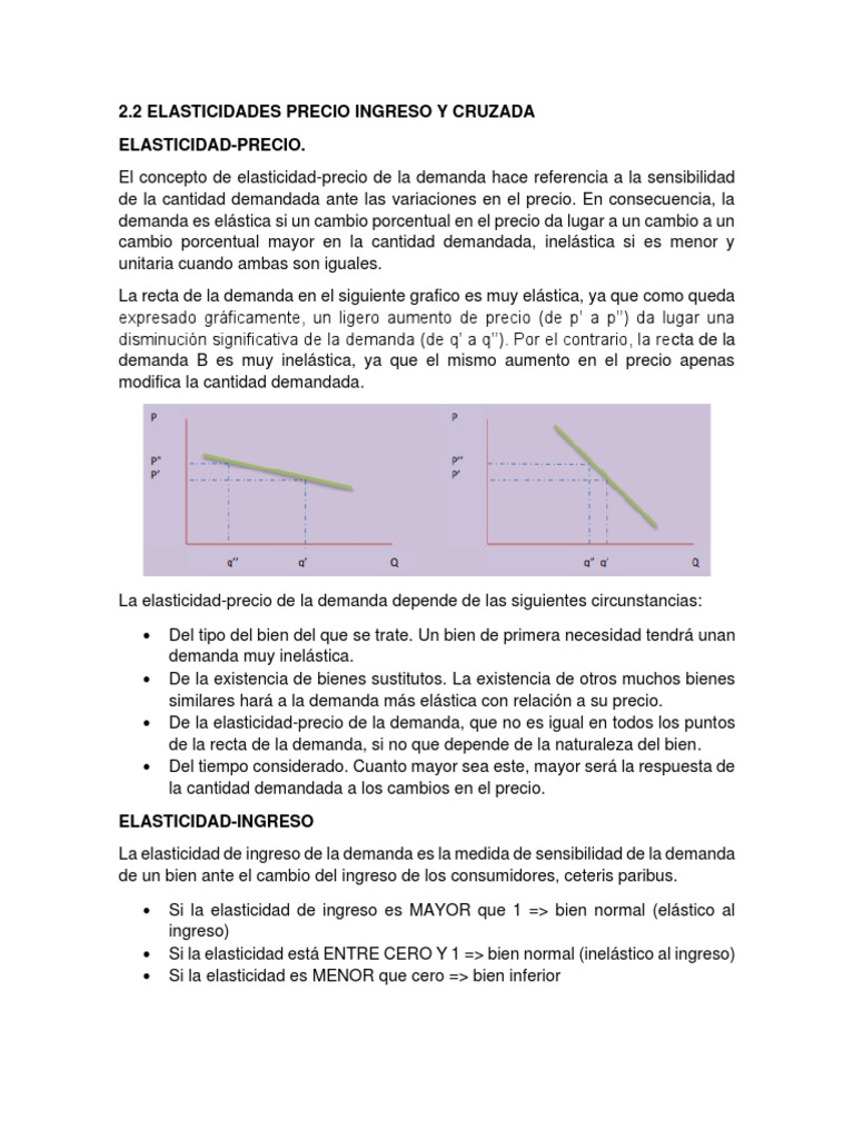 2.2 Elasticidades Precio Ingreso y Cruzada | Descargar gratis PDF | Elasticidad (economía) | La ...